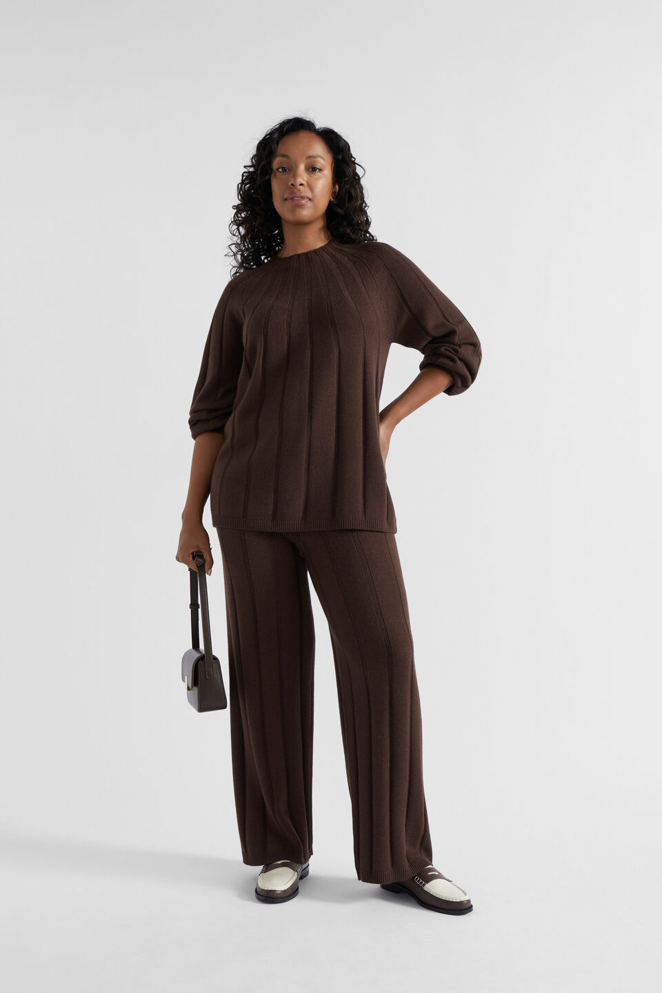 Panelled Rib Knit Pant