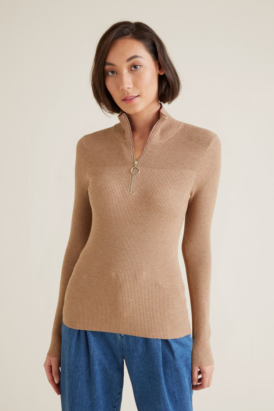 Mock Neck Zip Sweater | Seed Heritage