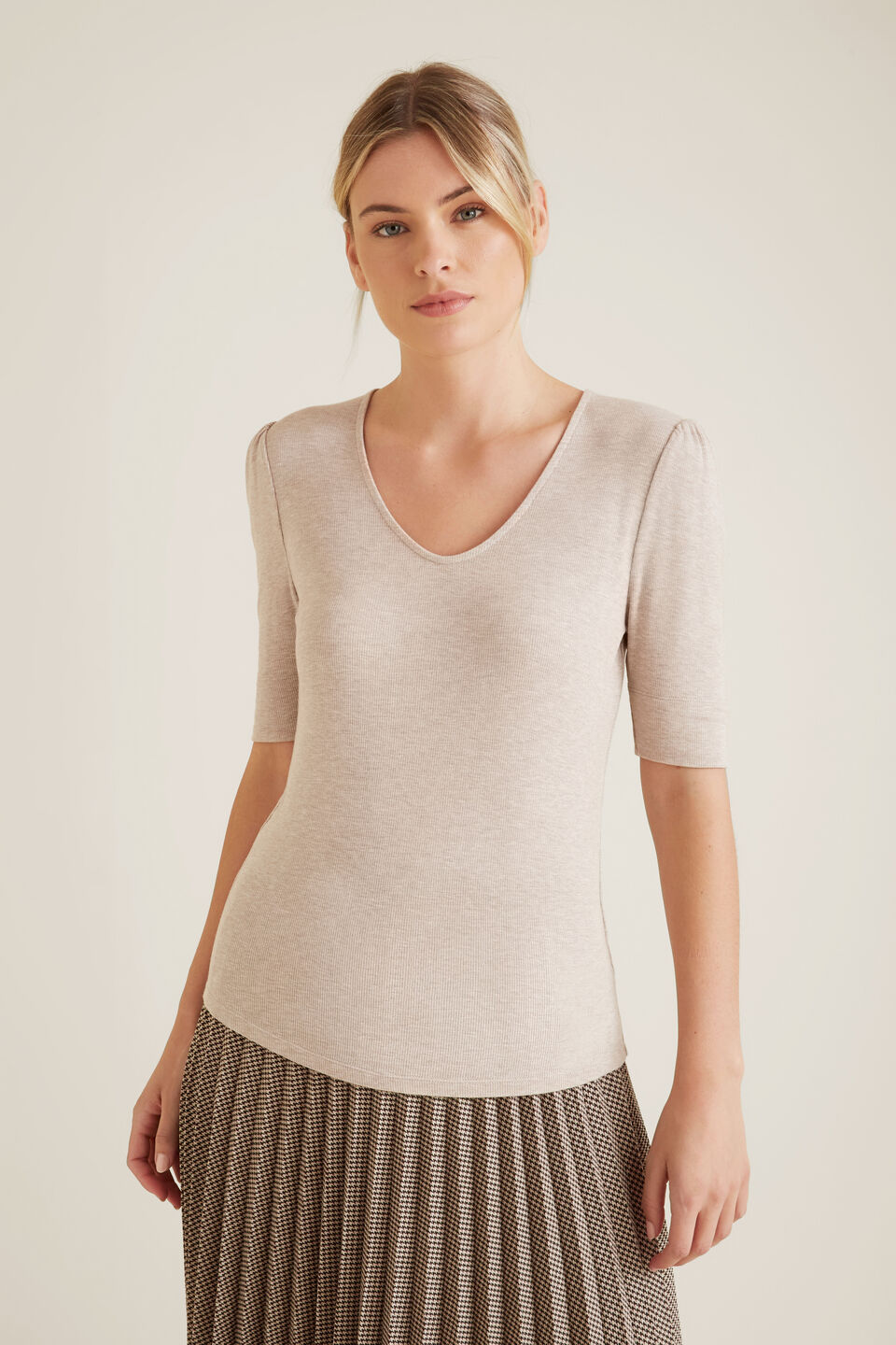 V Neck Fitted Rib Top | Seed Heritage