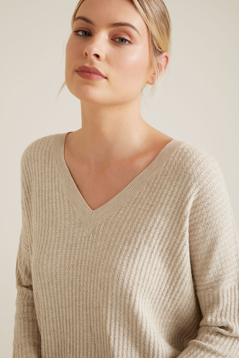 V Neck Waffle Sweater | Seed Heritage