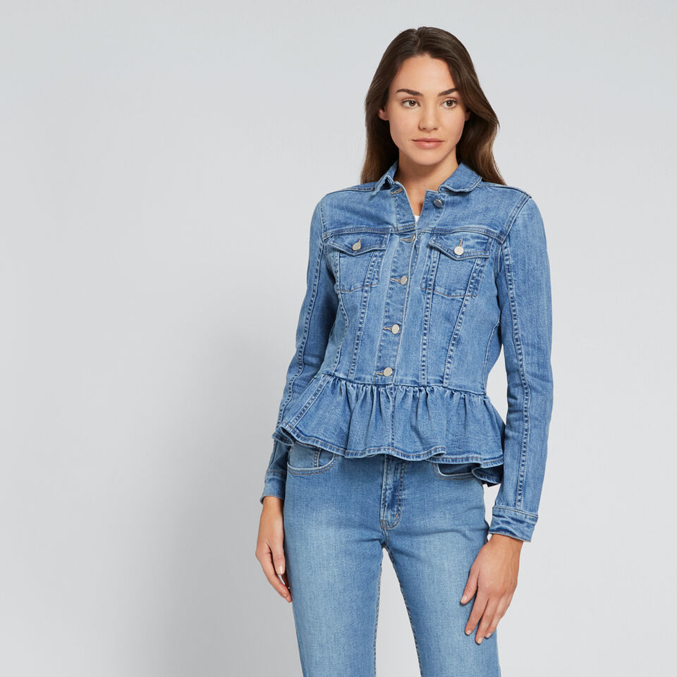 Ruffle Hem Denim Jacket | Seed Heritage