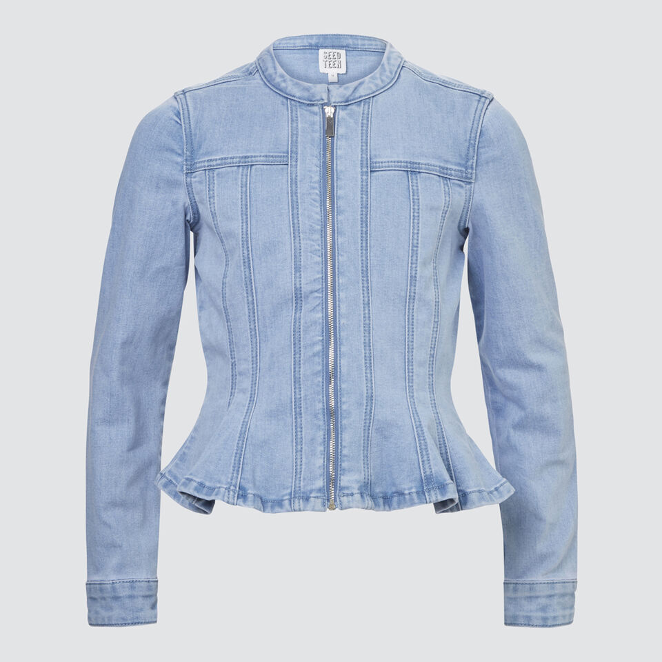 Peplum Denim Jacket | Seed Heritage
