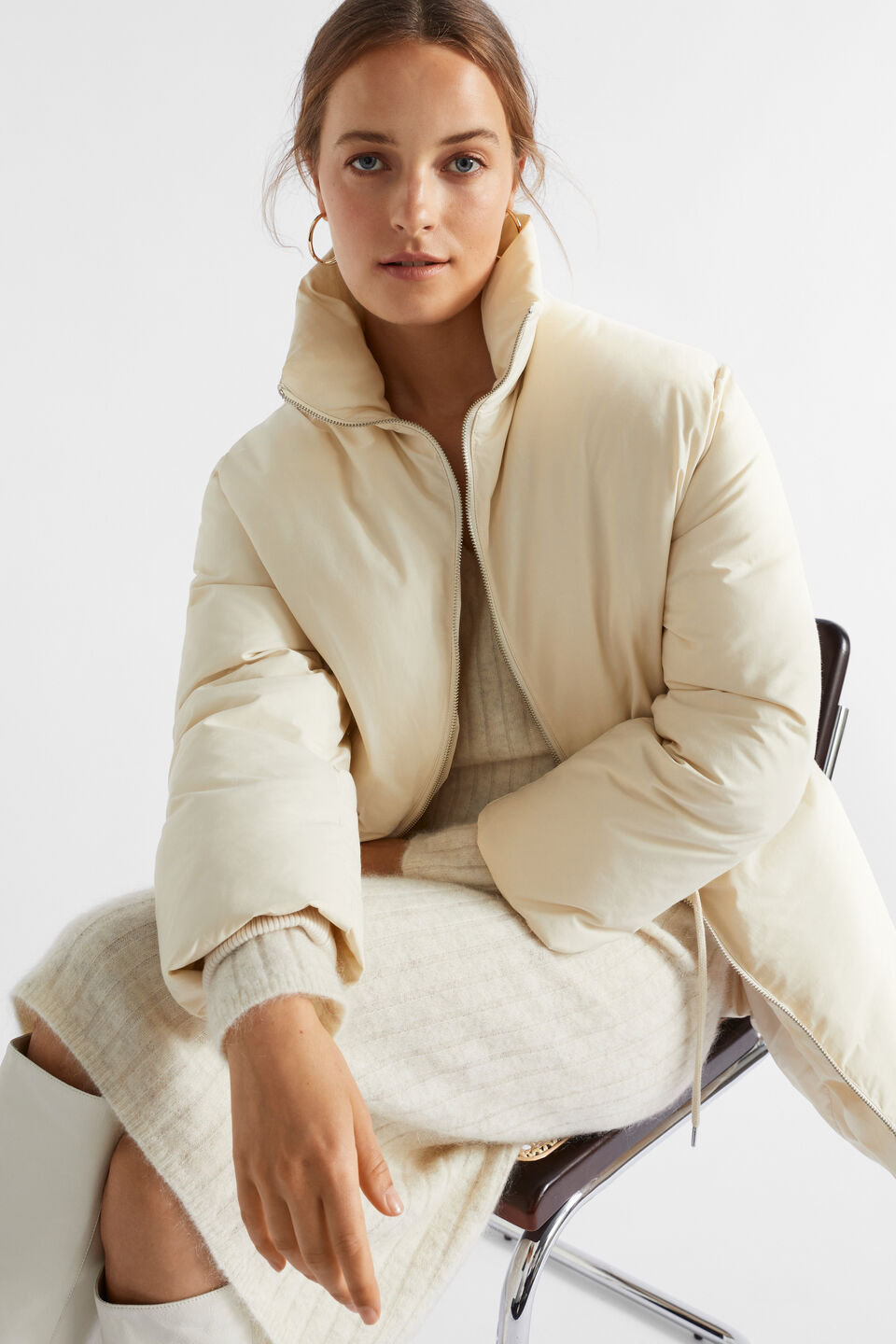 Minimalist Mid Length Puffer Jacket | Seed Heritage