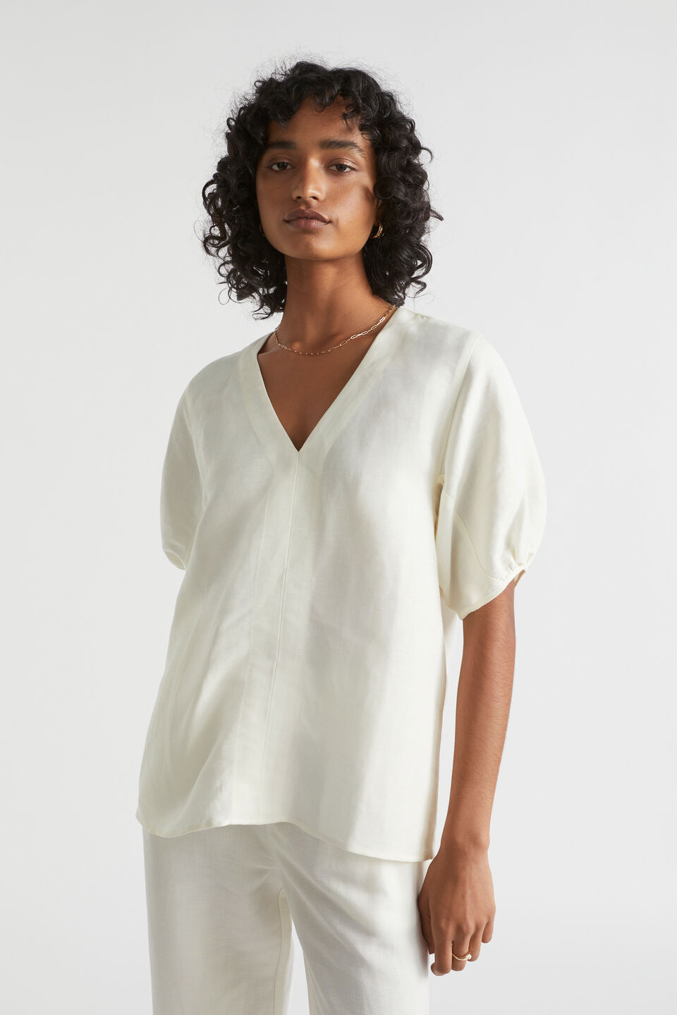 Linen Blend Panelled Blouse | Seed Heritage NZ